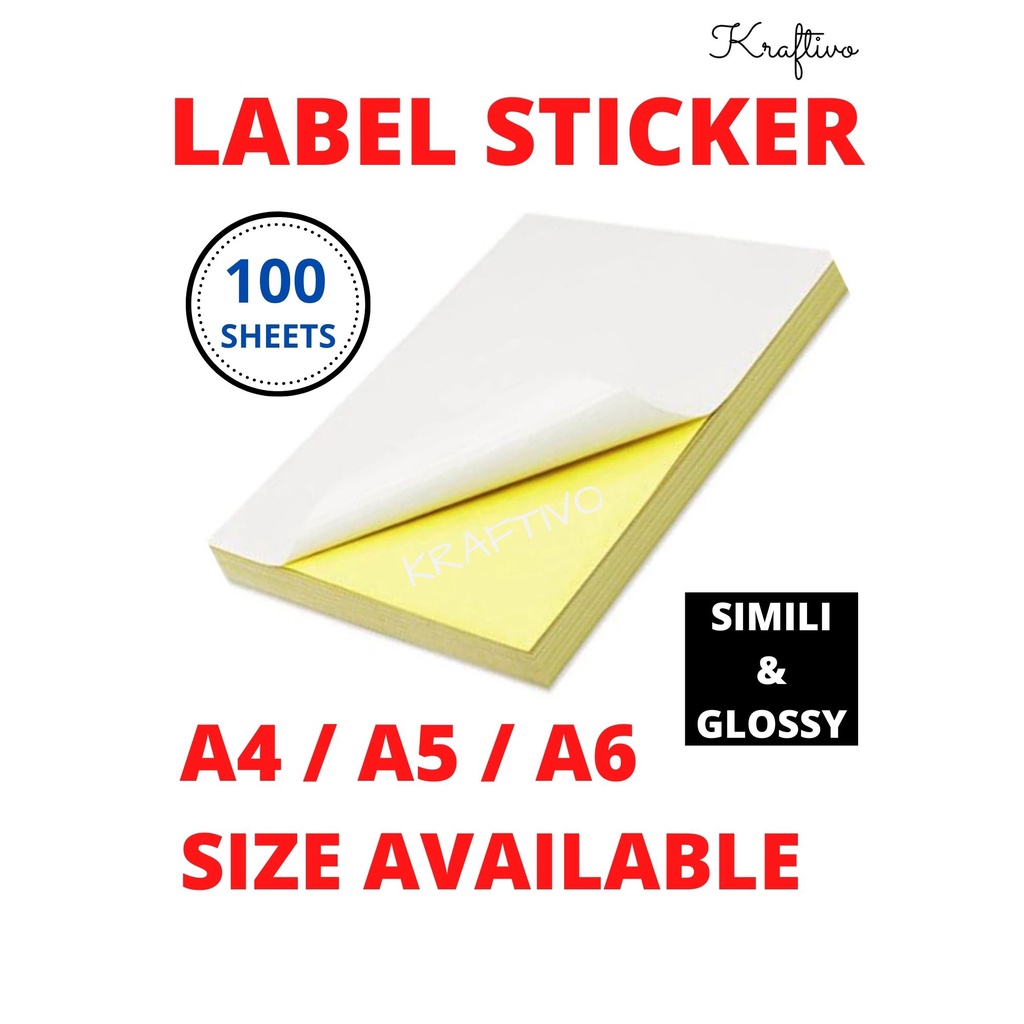 [100 SHEETS] SIMILI STICKER / GLOSSY STICKER /A4 / A5 / A6 SIZE ...