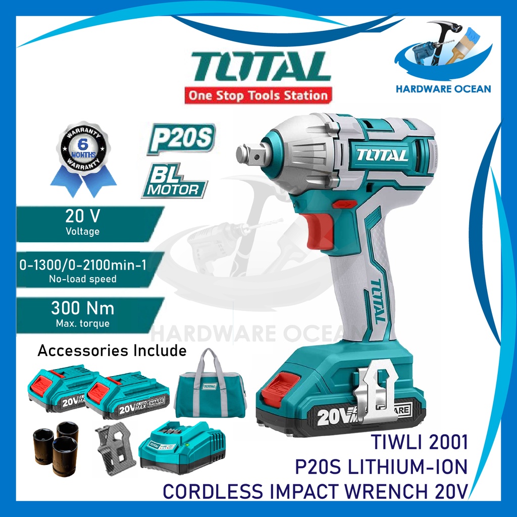 Total Cordless Impact Wrench Battery Heavy Duty Brushless Impact Wrench ...