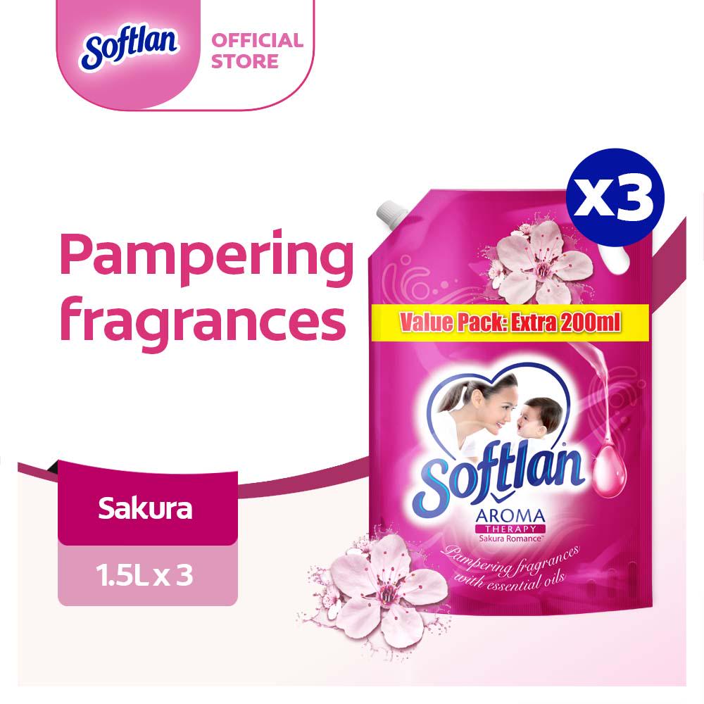Softlan Aroma Therapy Sakura (Pink) Fabric Softener Valuepack 1.3L ...
