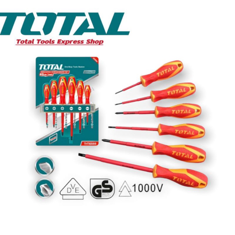 TOTAL INSULATED SCREWDRIVER SET 6PCS/SET (THTIS566) | Shopee Malaysia