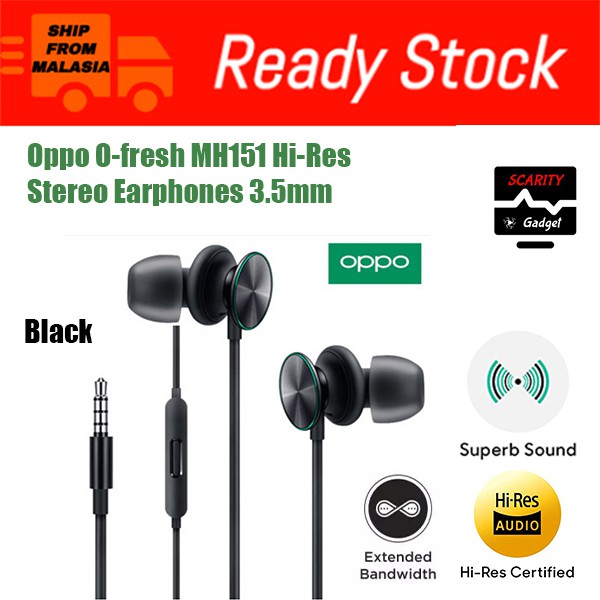 Oppo O-FRESH Stereo Earphones MH151 Hi-Res Stereo Earphones 3.5mm ...