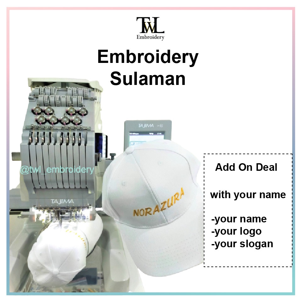 [Pekhidmatan Sulam Nama] Topi sulam nama logo, Embroidery Letter/Name ...