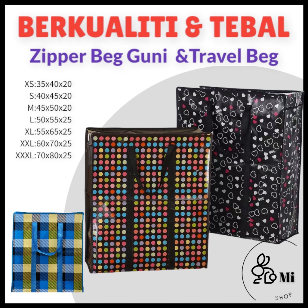 Beg Guni Besar Tebal Beg Kampung Murah Beg Laundry Eco Beg Berzip(Large ...