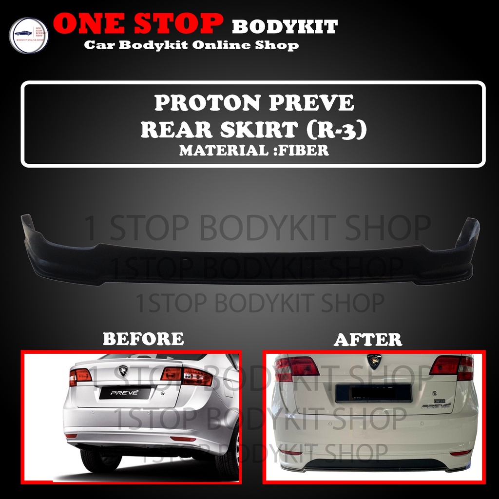 PROTON PREVE REAR SKIRT WITH PIPE (R-3) OE FIBER(FIBERGLASS)SKIRT LIP ...