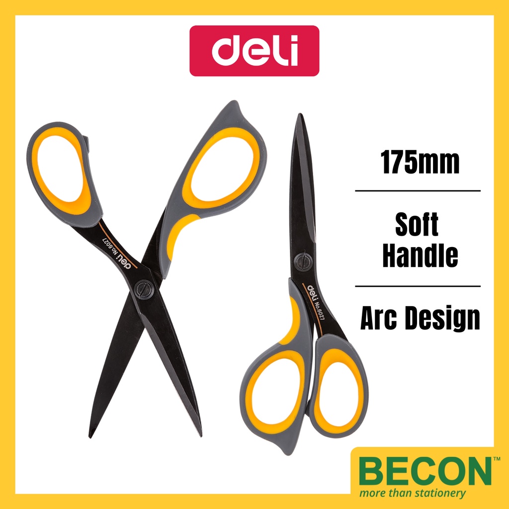 Deli Scissors E6027 175mm [Stainless Steel] [Non-Stick Blade] | Shopee Malaysia