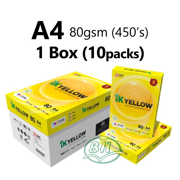 A4 80gsm 450s (10 Reams/ 1Box) IK Yellow Paper Kertas Putih Photostat | Shopee Malaysia