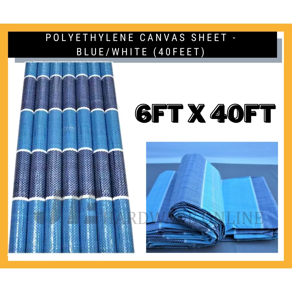 BLUE WHITE PLASTIC/ 6FT X 40FT(12M) / Blue White Canvas Roll/ Kanvas ...