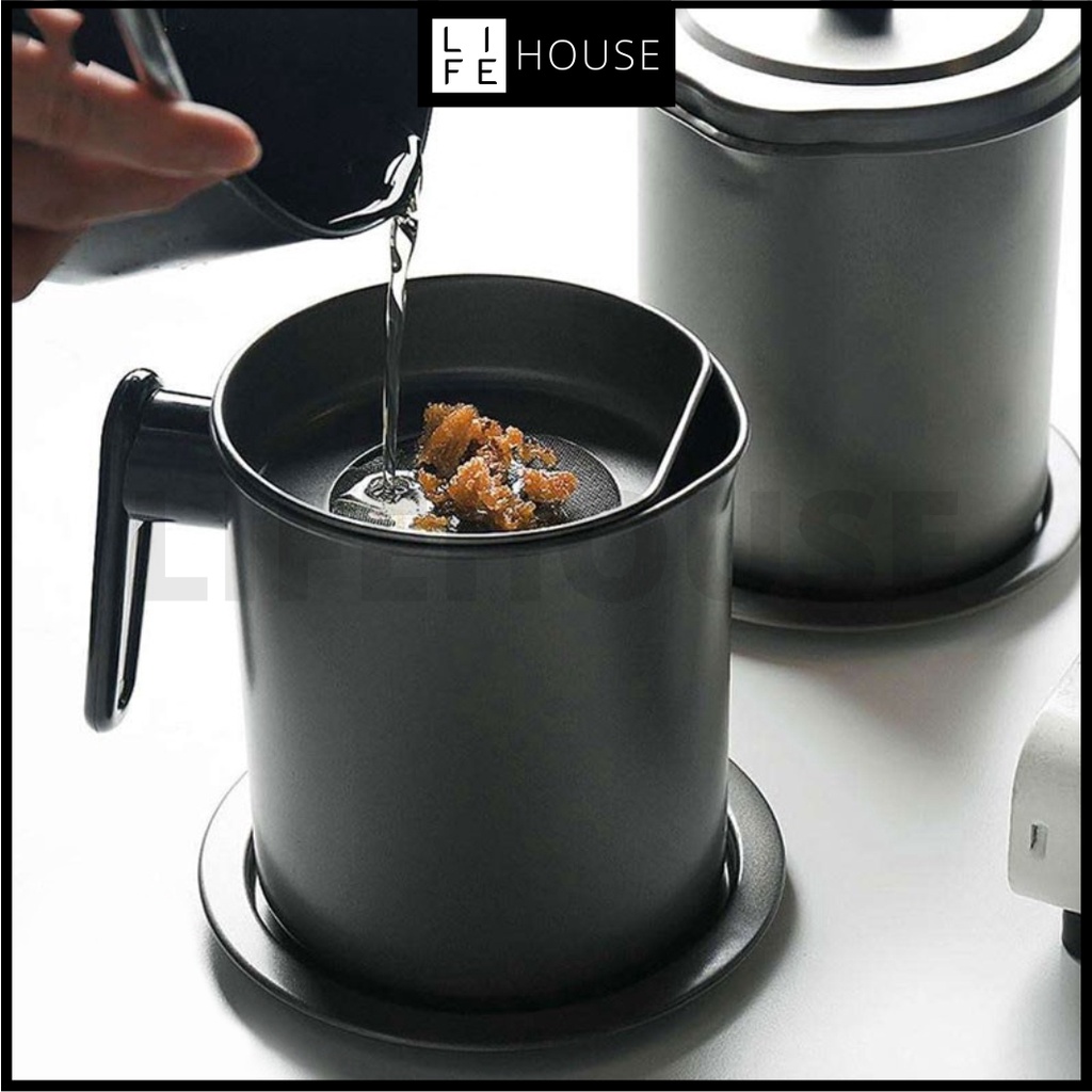 1.4L/1.7L Stainless Steel Oil Pot Bekas Minyak With Penapis Minyak ...