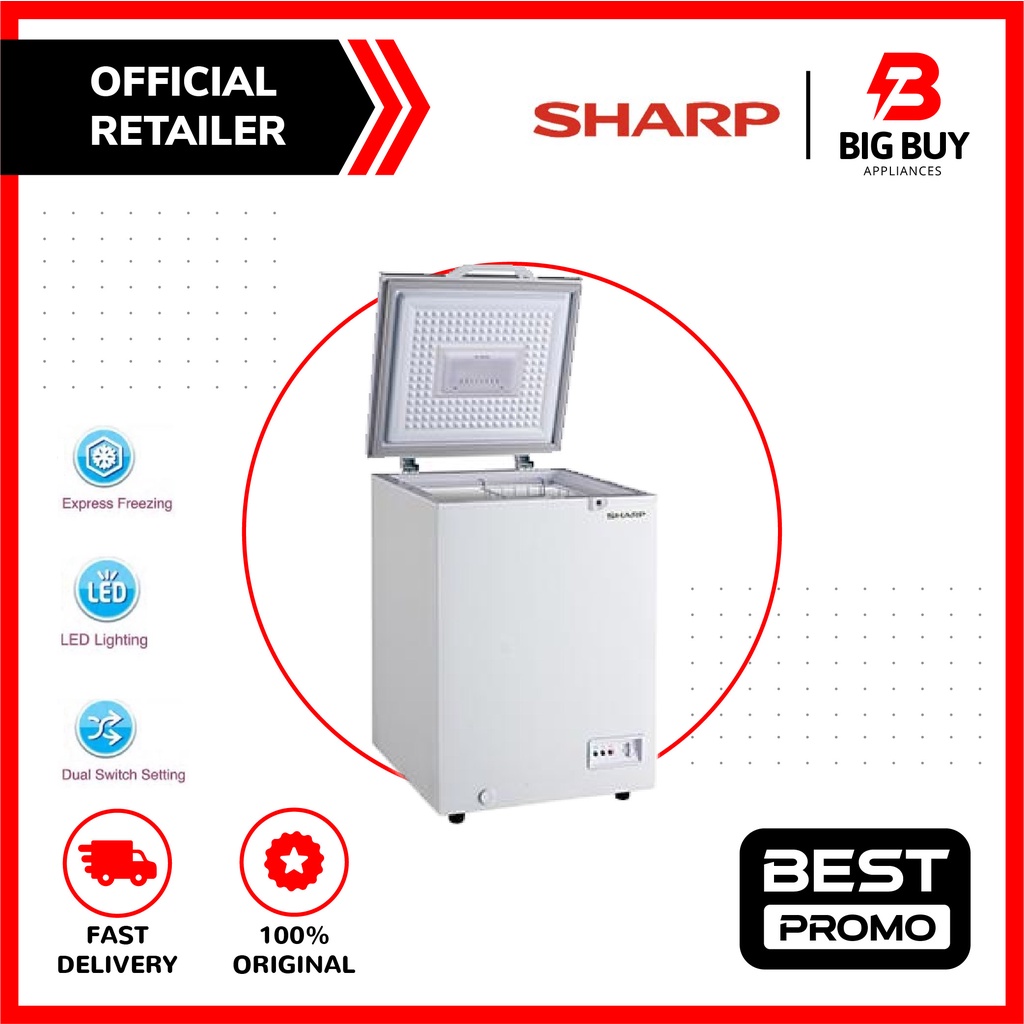 SHARP 110L Chest Freezer 2-in-1 Dual Function Freezer Fridge With Lock ...