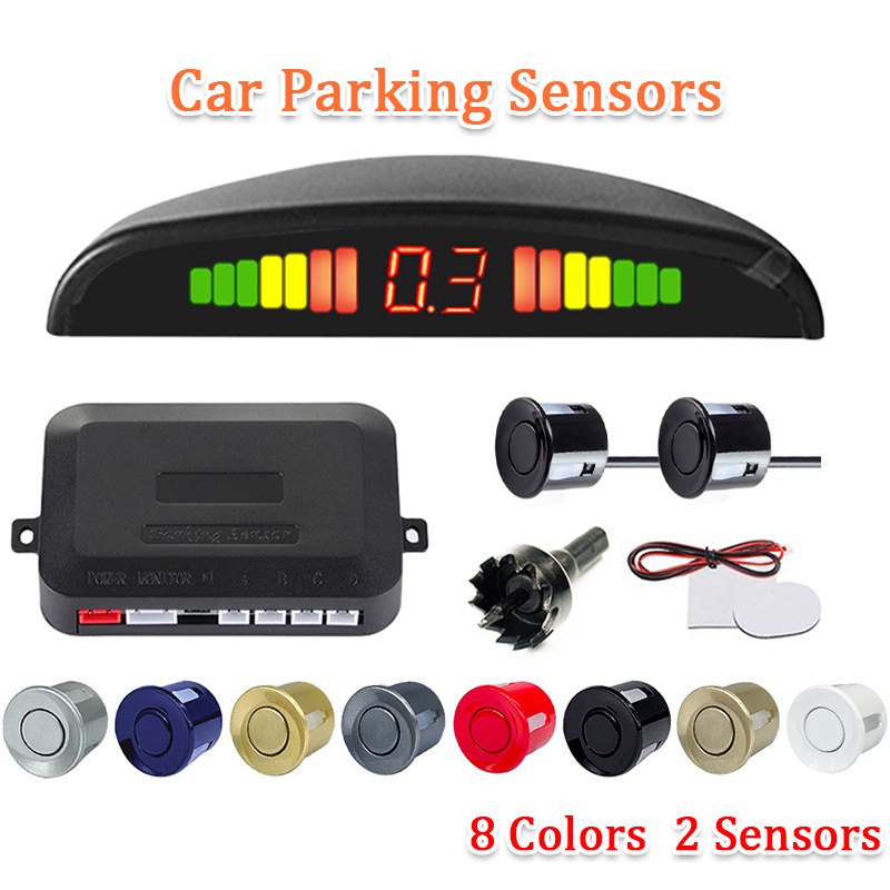 Car Parking Sensor Kit 2 Sensors 22mm LED Screen Reverse Radar Sound ...
