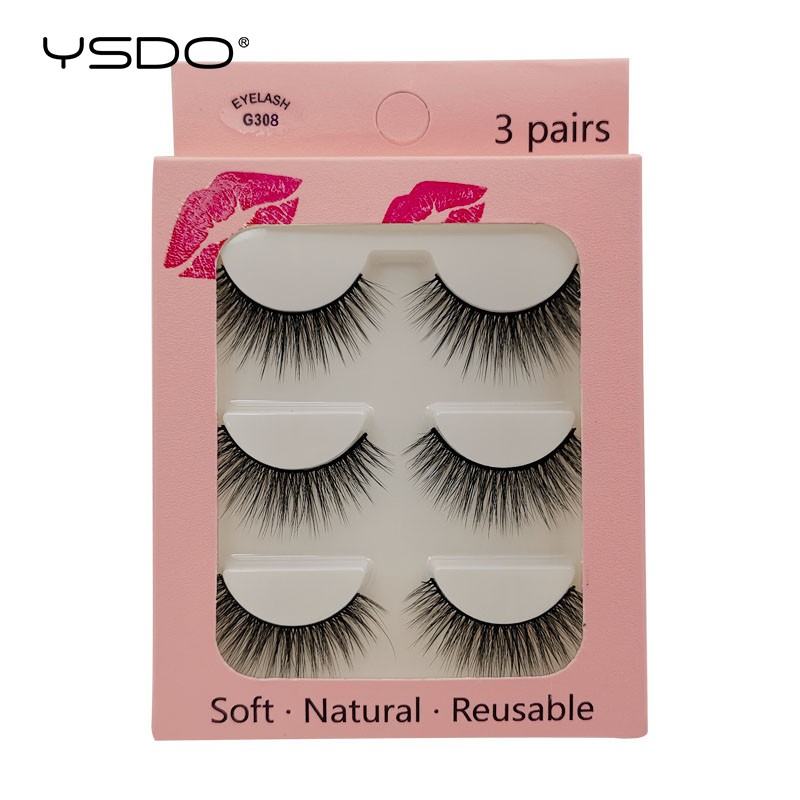 YSDO 3 Pairs Bulu Mata Palsu 3D Mink Eyelashes Wispy Natural Eye Lashes Makeup Handmade False ...