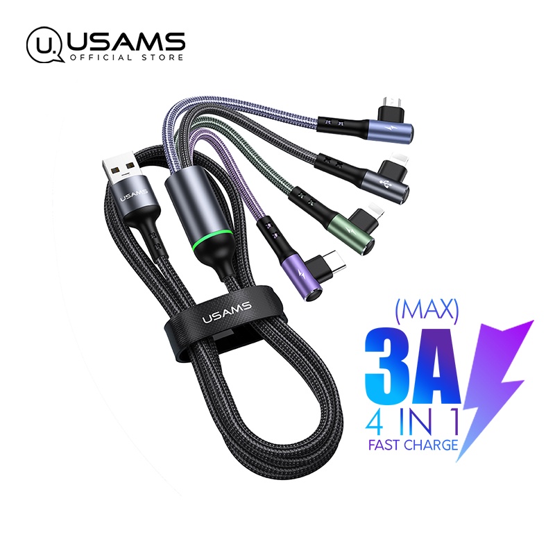 USAMS 4 in 1 USB to Type-C / Micro USB / iP /iP Right Angle Fast ...