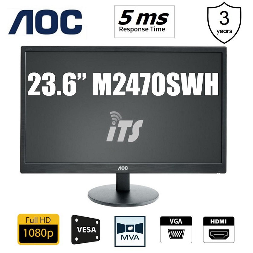 AOC 23.6" M2470SWH VGA/HDMI LED Monitor - 5ms | Shopee Malaysia
