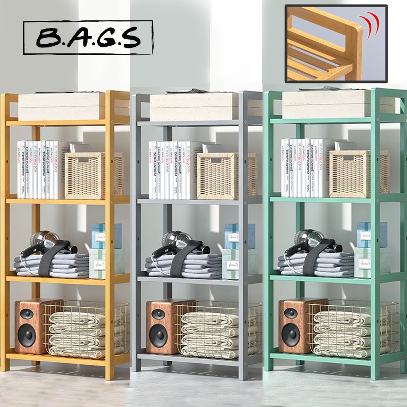 TheBags Four Layer Living Room Shelf Bamboo Floor Bookshelf Multilayer ...