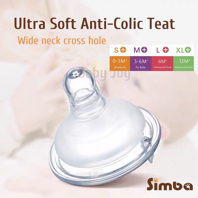 Simba Ultra Soft Wide Neck Cross Hole Anti-Colic Teat(2pcs) | Shopee ...