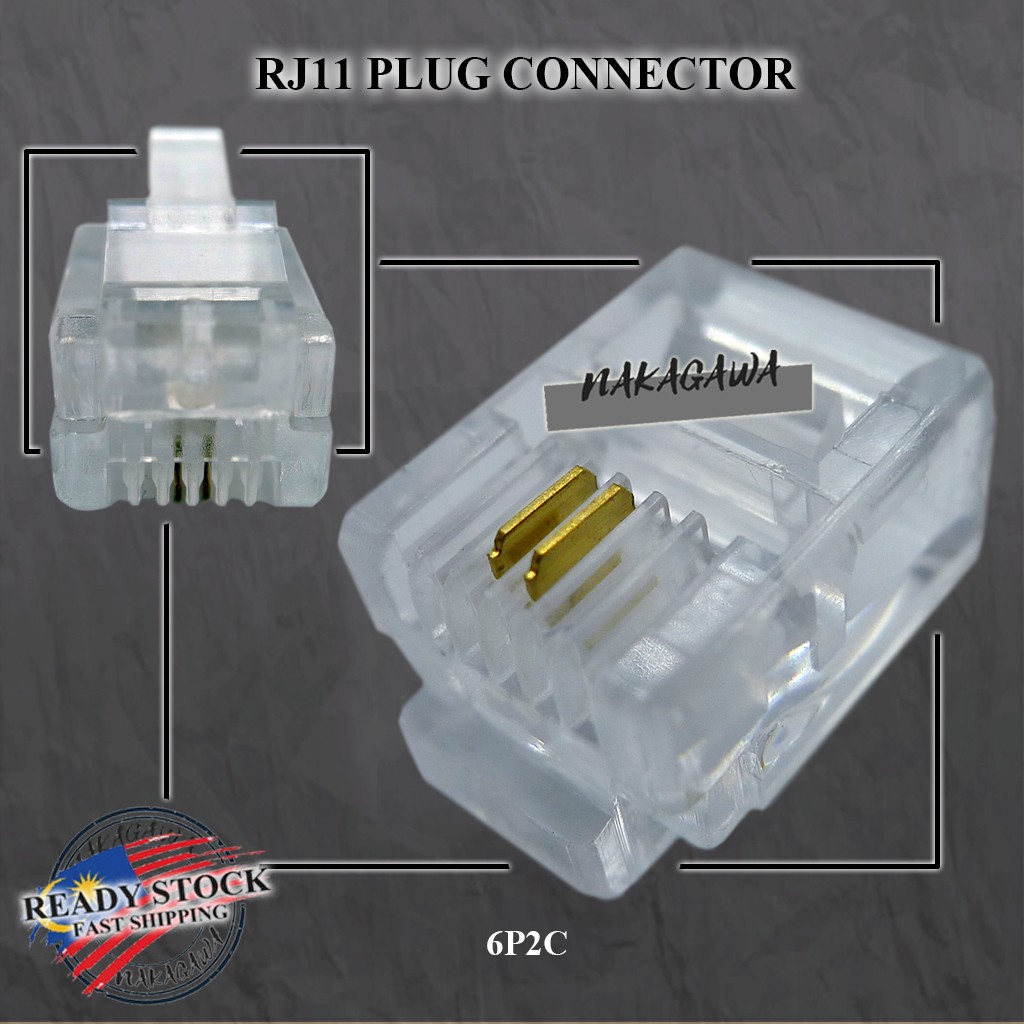 ( 6P2C 6P4C 6P6C ) 10PCS / 50PCS / 100PCS RJ11 RJ-11 PLUG CONNECTOR MODULAR TELEPHONE CRYSTAL ...