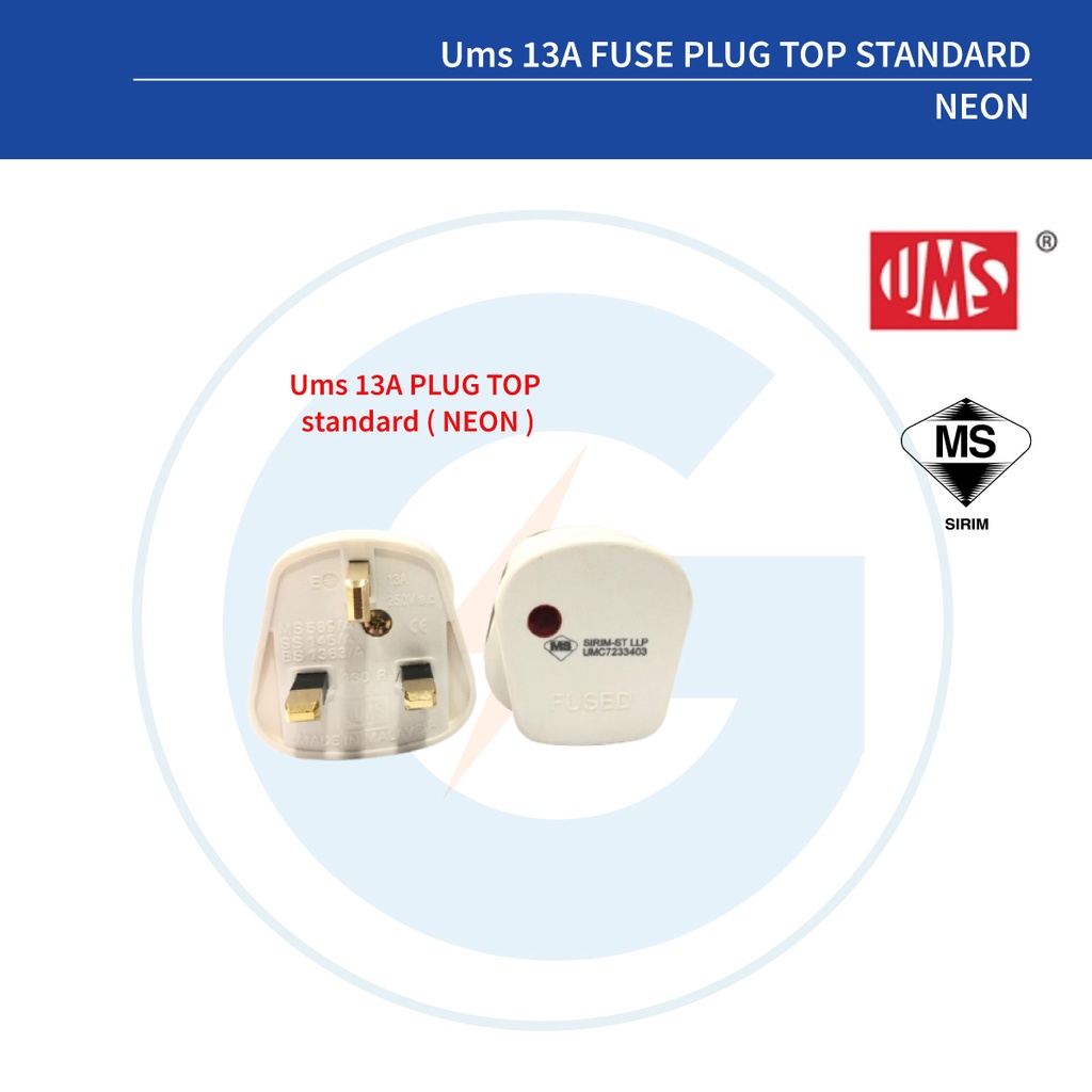 UMS 13A standard plug top - 13A Bakelite plug top - 15A plug top (SIRIM ...