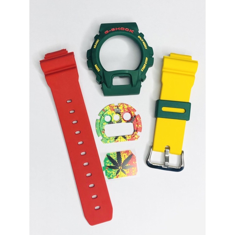 [CUSTOM] BAND AND BEZEL DW6900 RASTA FULLSET. | Shopee Malaysia