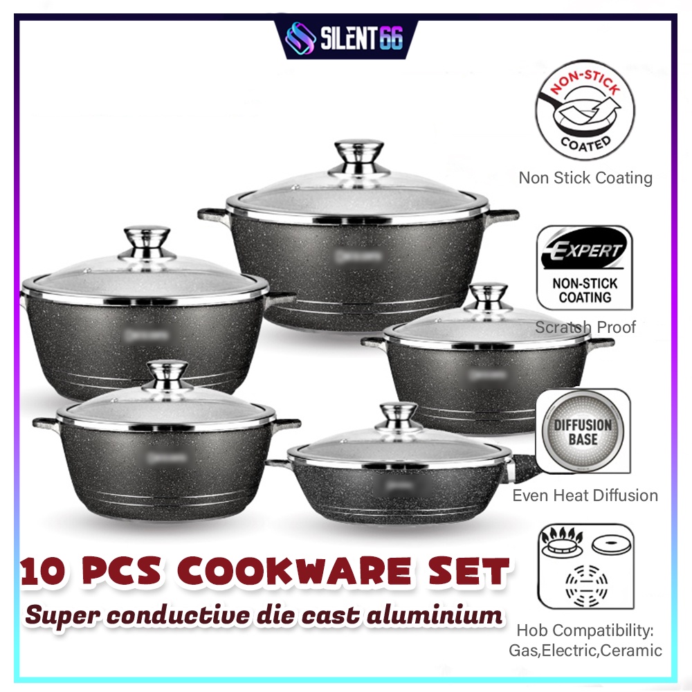 READY STOCK Granite Aluminum Non Stick Casserole Pot Bowl Deep Fry Pan ...