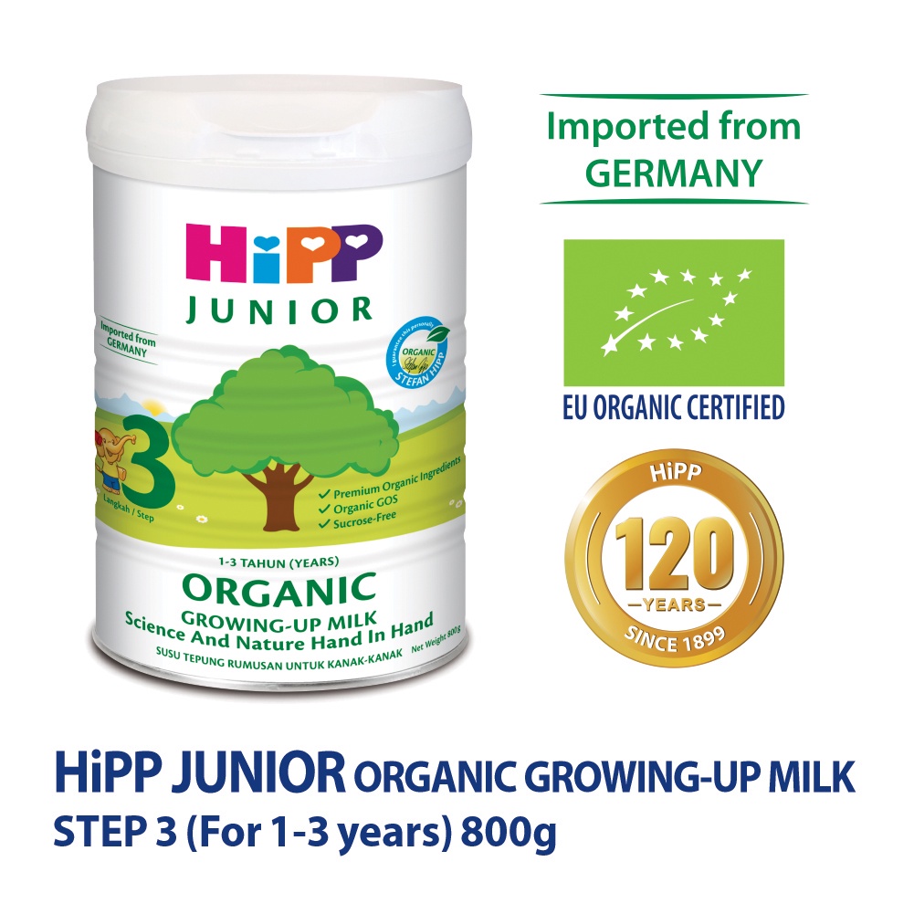 HiPP JUNIOR Organic Growing-up Milk Step 3 (1 - 3 years) 800G | Shopee ...