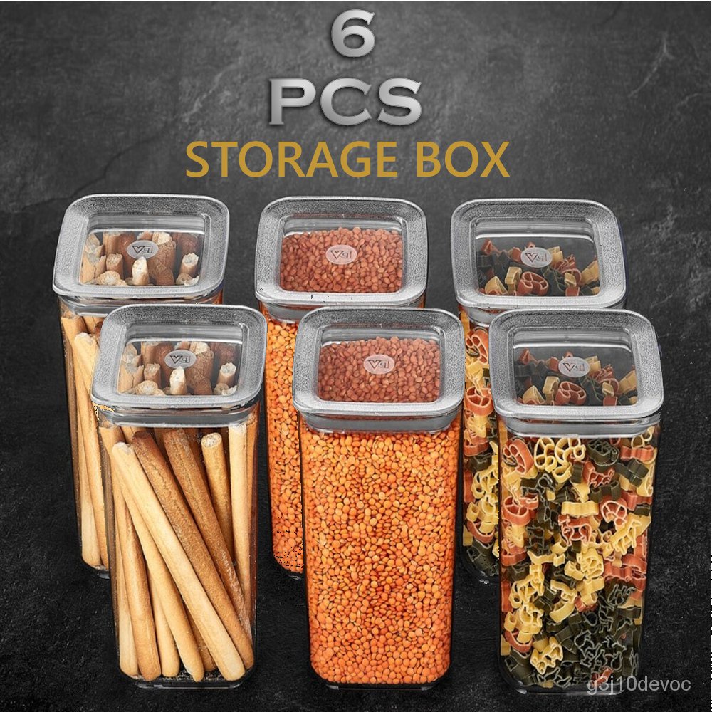 6 piece Sude Storage Box Pantry Kitchen Refrigerator Organizer Food ...