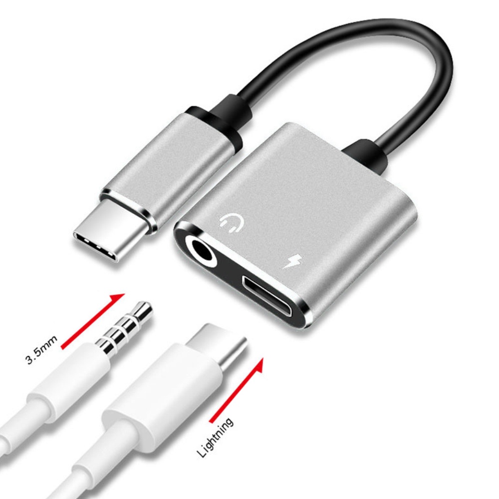 2 In 1 Phone Splitter Cable Portable Type C To 3.5 mm Audio And ...