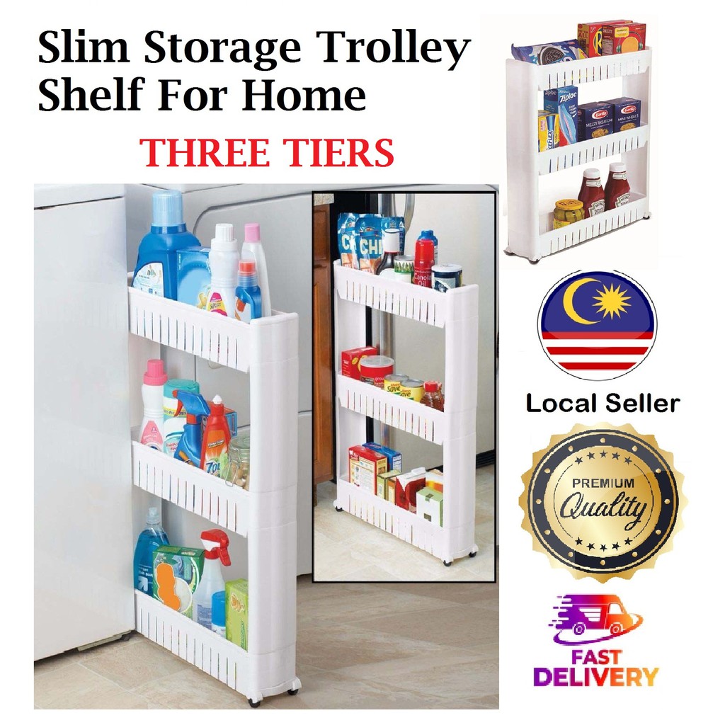 Ready Stock! 3 TIERS Slim Flexible Shelf Kitchen Room Toilet Home ...