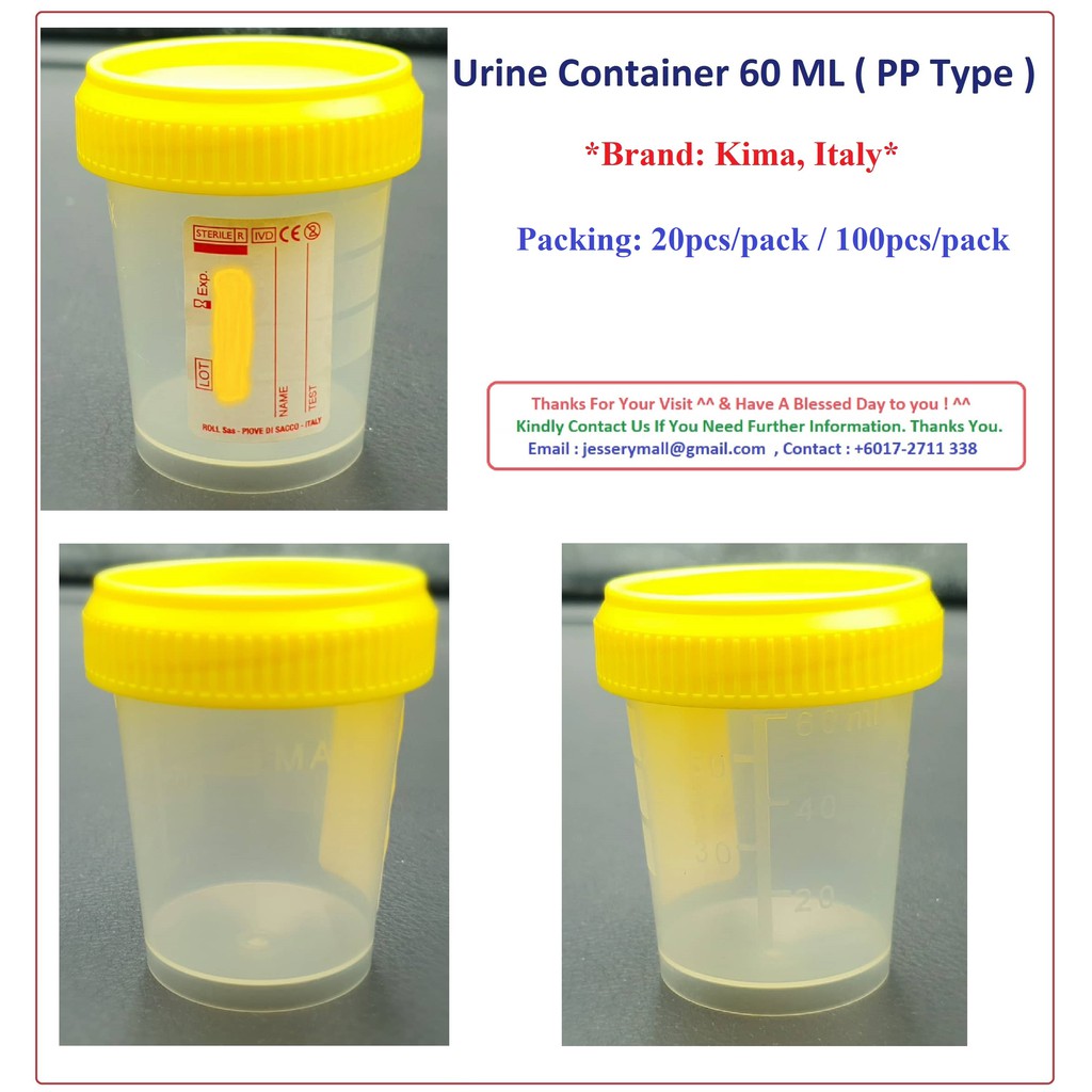 Urine Container 60ml (PP Type), Packing: 20pcs/pack / 100pcs/pack ...