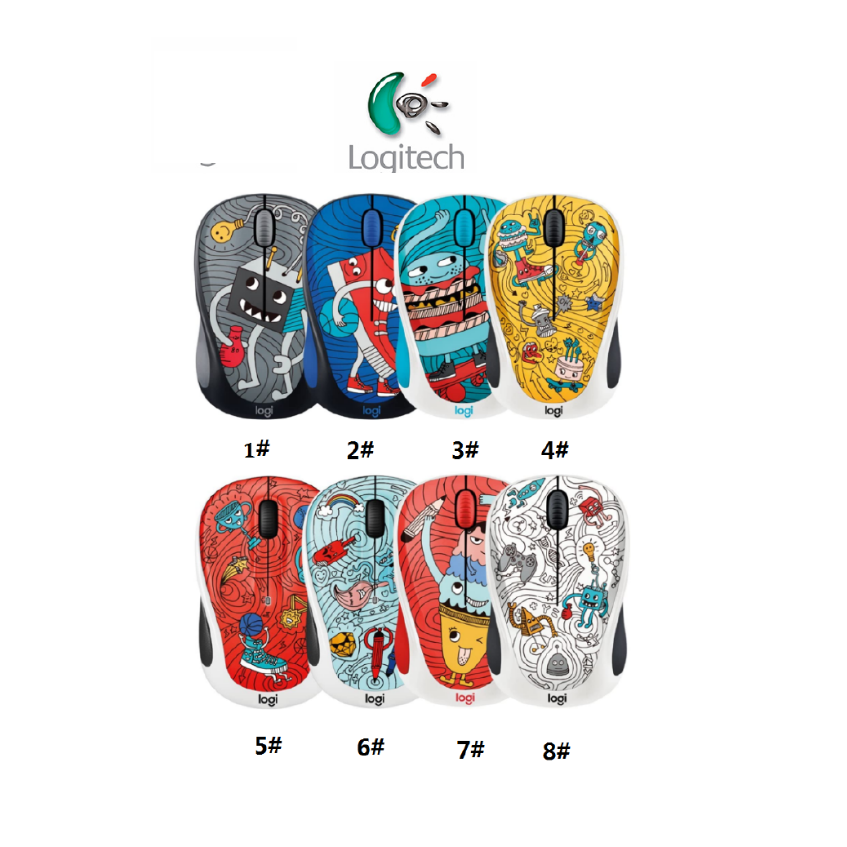 Logitech M238-V3 Wireless Mouse Design Doodle Collection 2.4GHz with ...