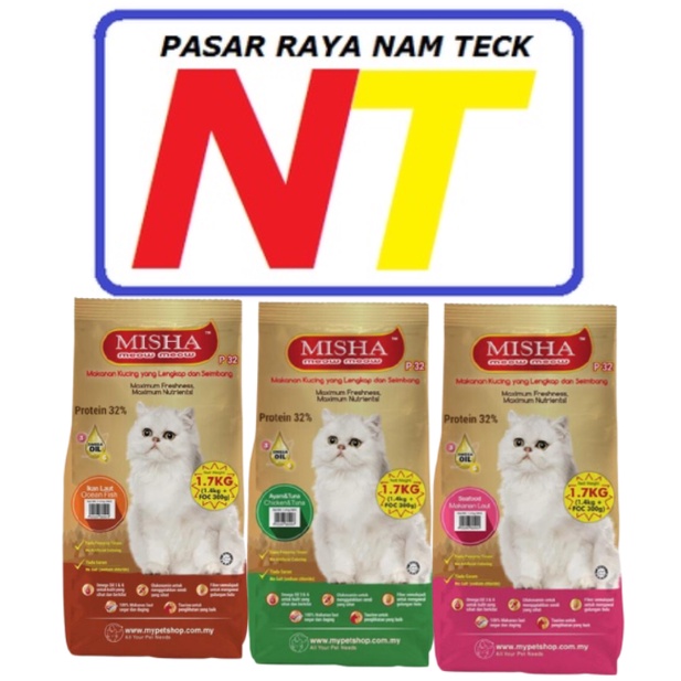 MISHA MEOW MEOW DRY CAT FOOD ASSORTED FLAVOUR 1.5KG (1.4KG+100G) | Shopee Malaysia