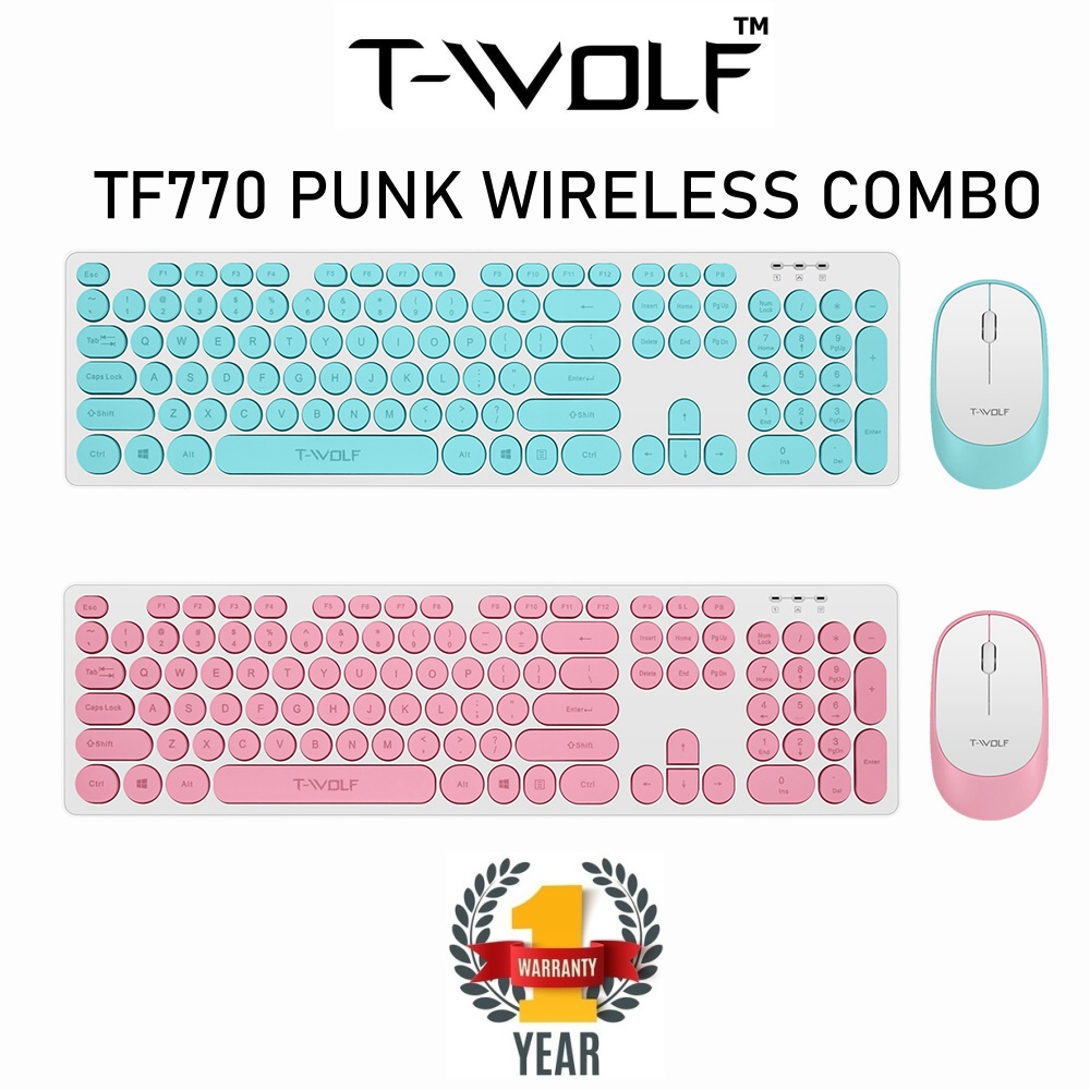 T-WOLF TF100 TF770 CORDLESS DESKTOP 2.4GHZ WIRELESS MOUSE & KEYBOARD ...