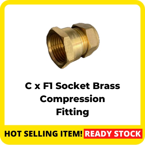 C x F1 Socket Euco Brass Compression Fitting Inch Size 15 x 1/2'' , 22 ...