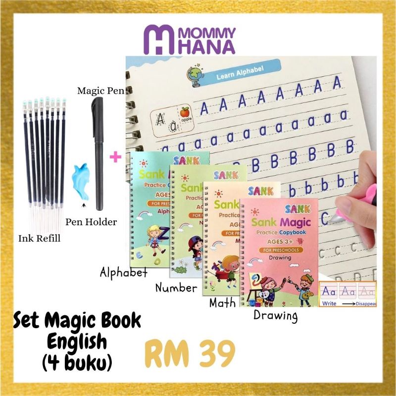 ENGLISH Magic Book 1 set 4 buku beserta pen dan ink refill | Shopee ...