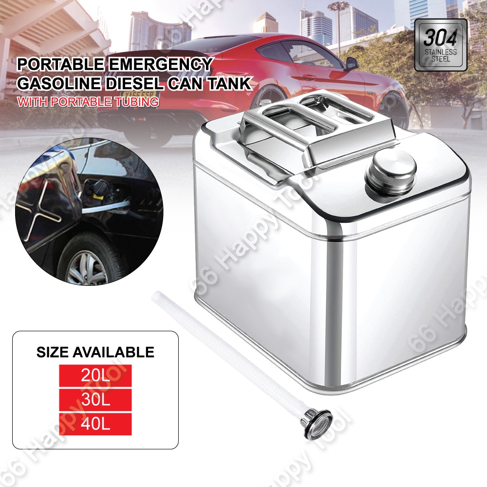Portable Stainless Steel Oil Tank Container 20L 30L 40L Emergency Gasoline Diesel Can Storage ...