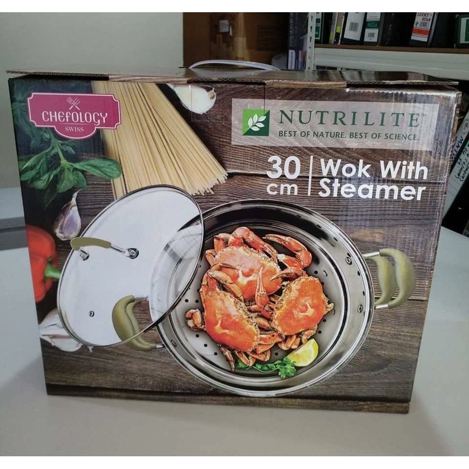Chefology Swiss 30cm Wok With Steamer | Shopee Malaysia