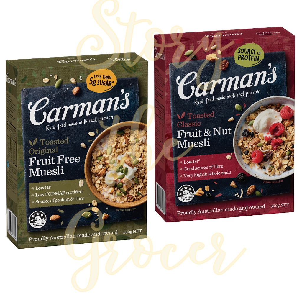 Carman's Original Fruit Free Muesli / Classic Fruit & Nut Muesli 500g ...