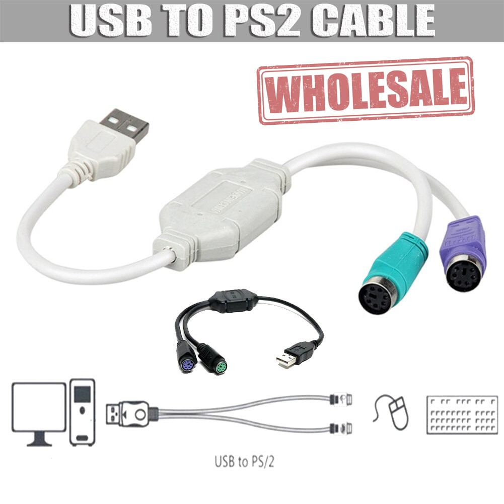 Dual PS2 Female to USB Male Converter Adaptor Cable F/M for Mouse/Keyboard Ps/2 To Usb | Shopee ...