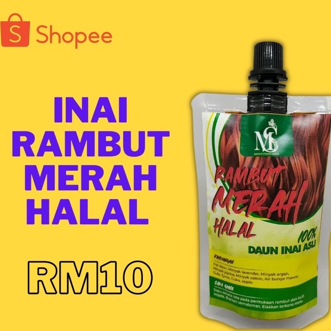 PEWARNA INAI RAMBUT MERAH HALAL (MESRA WUDUK) | Shopee Malaysia