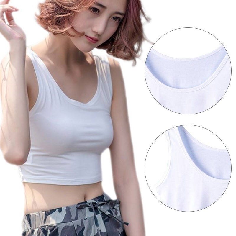 in2it ღ Women Slim Korean Cut Render Short Solid Lace Sleeveless Crop ...