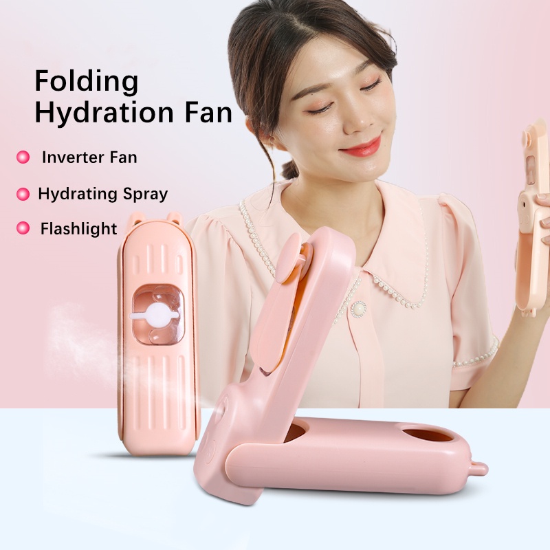 3-IN-1 Mini Nano Water Mist Spray Fan With Flashlight Portable Mini Fan ...