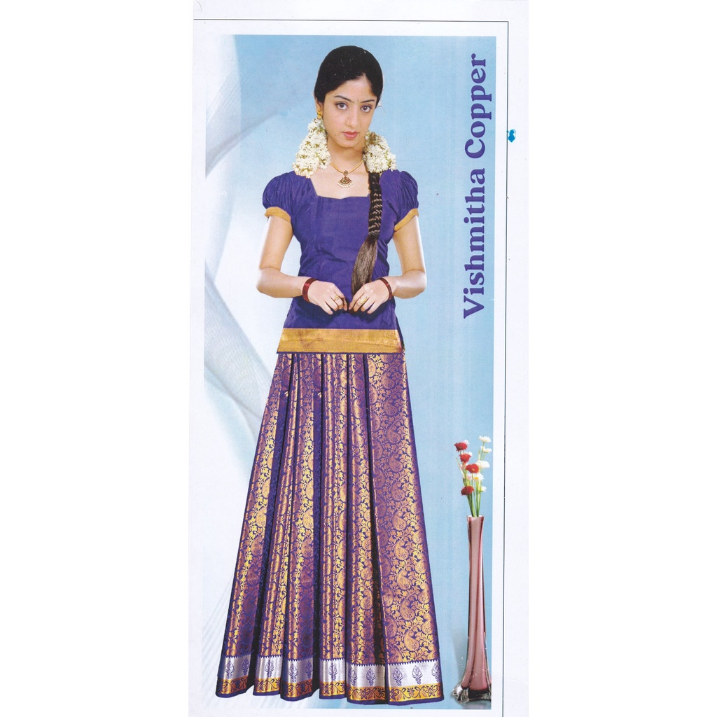 Girls' Ready Stock Unstitched Pavadai Thavani Set Traditional Indian ...