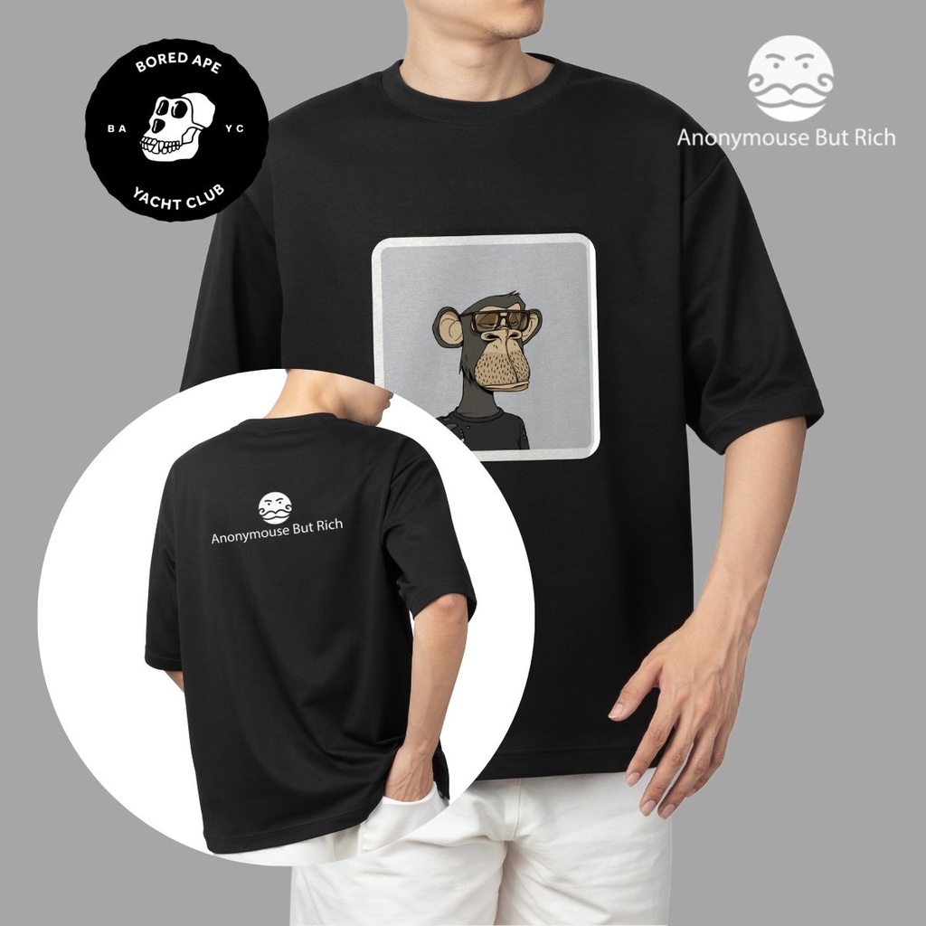BLACK Oversized NFT T-SHIRT 2180 Bored Ape Yacht Club | Shopee Malaysia