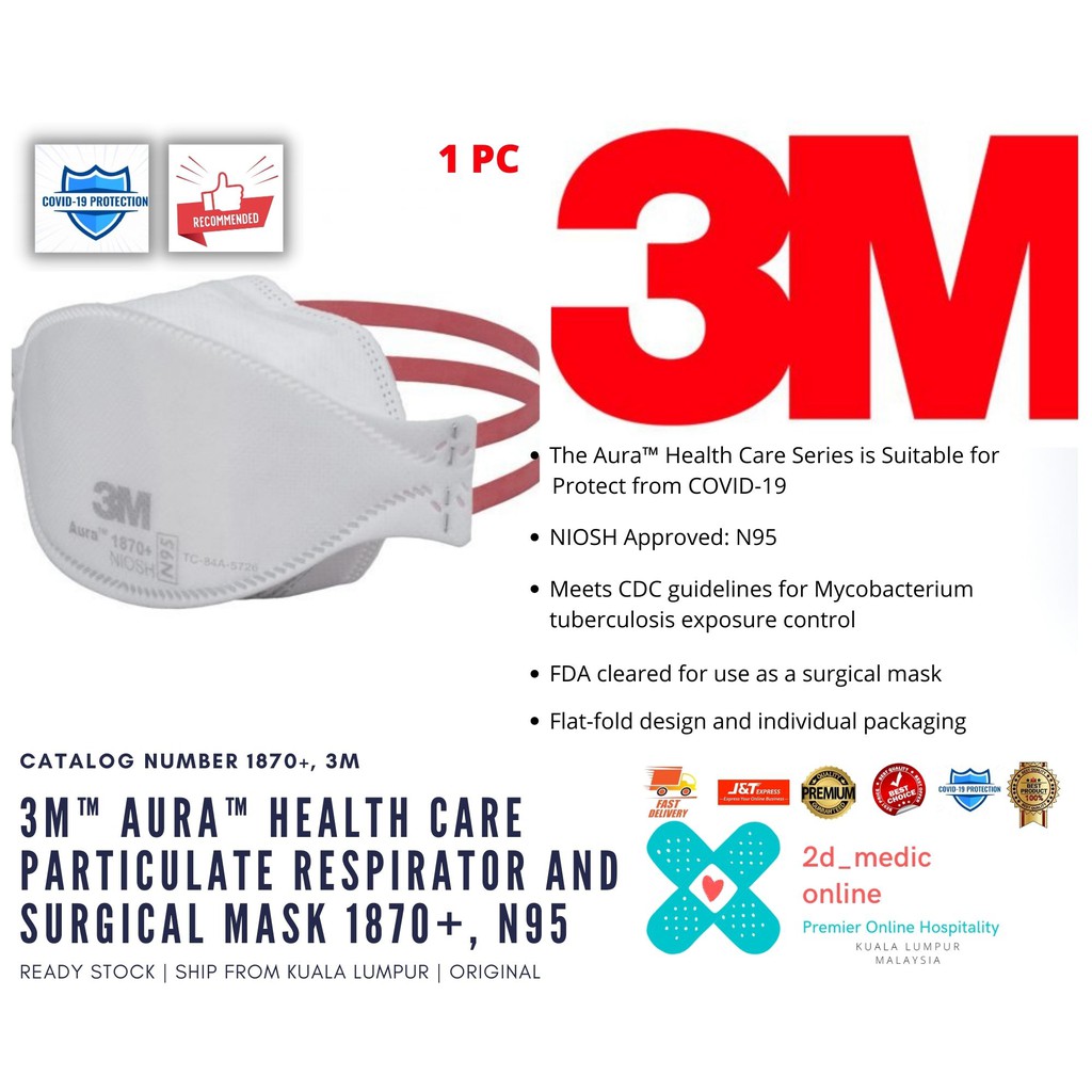[SHIP_FROM_KL] [READY_STOCK] 3M Aura FACE MASk N95 Health Care Particulate Respirator and ...