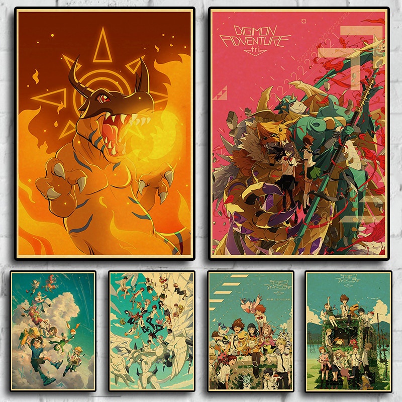 Classic blood anime Digimon Adventure poster retro brown paper posters ...