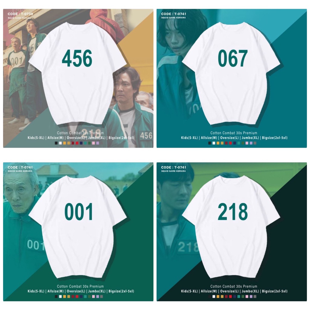 Holiday SALE Squid Game T-shirt with numbers and Squid Game, printed ...