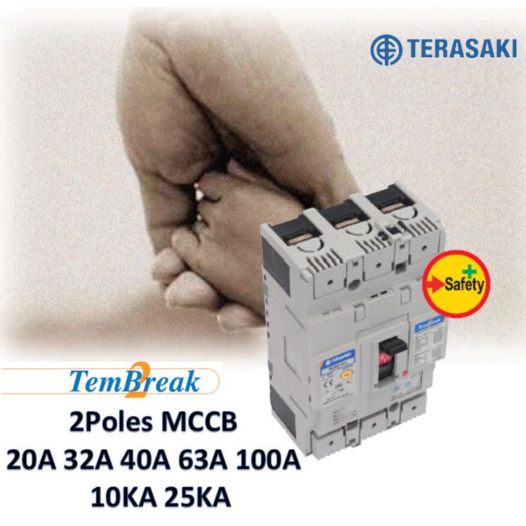 TERASAKI 2Poles MCCB 15-100A 15A 20A 30A 40A 50A 60A 75A 100A 10KA 25KA TEMBREAK 2 | Shopee Malaysia