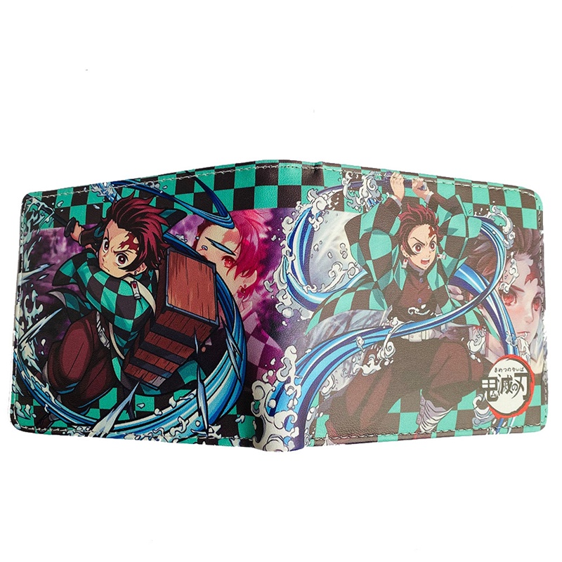 Cartoon Anime Demon Slayer Leather Short Purse With Coin Pocket Card ...