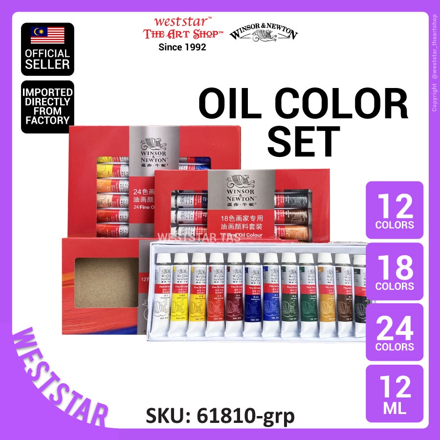 [Weststar TAS] Winsor & Newton Oil Color Set, Oil Paint Set 12ml ...