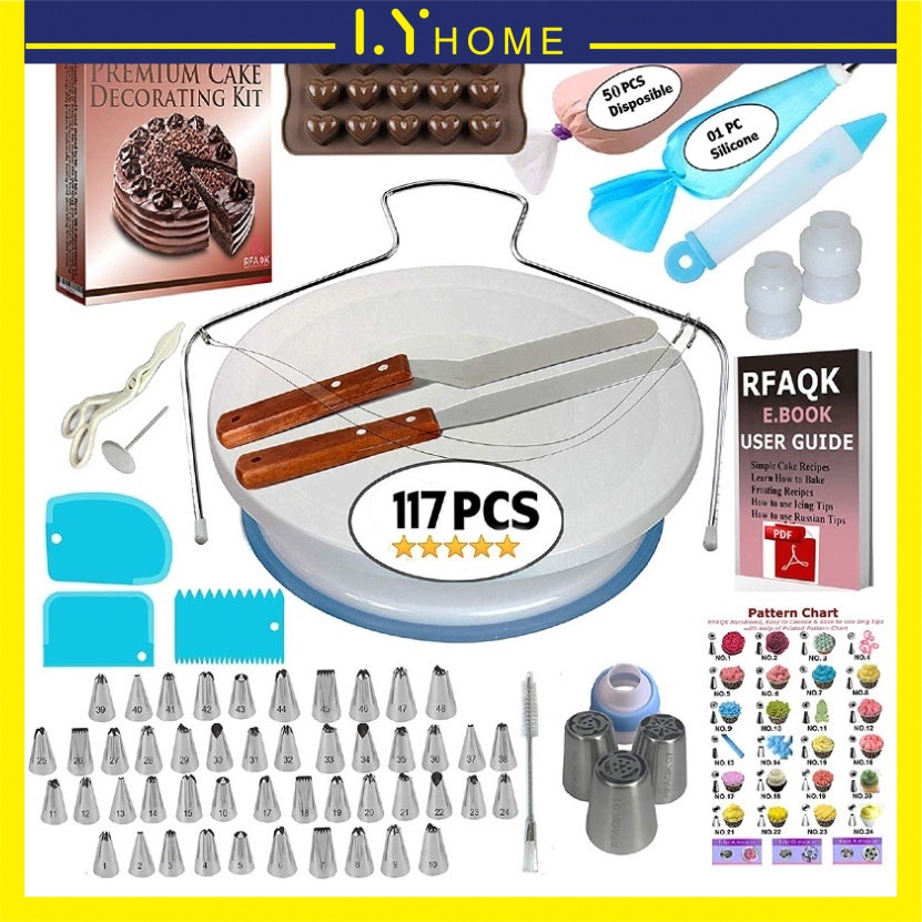 Turntable 117psc set rotating cake stand cake decorating kit cake ...