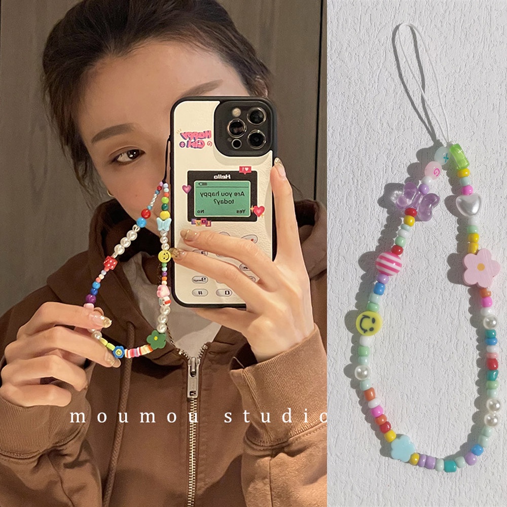 Cute Flower Smiling Face Mobile Phone Chain Anti-Lost Rope Strap ...